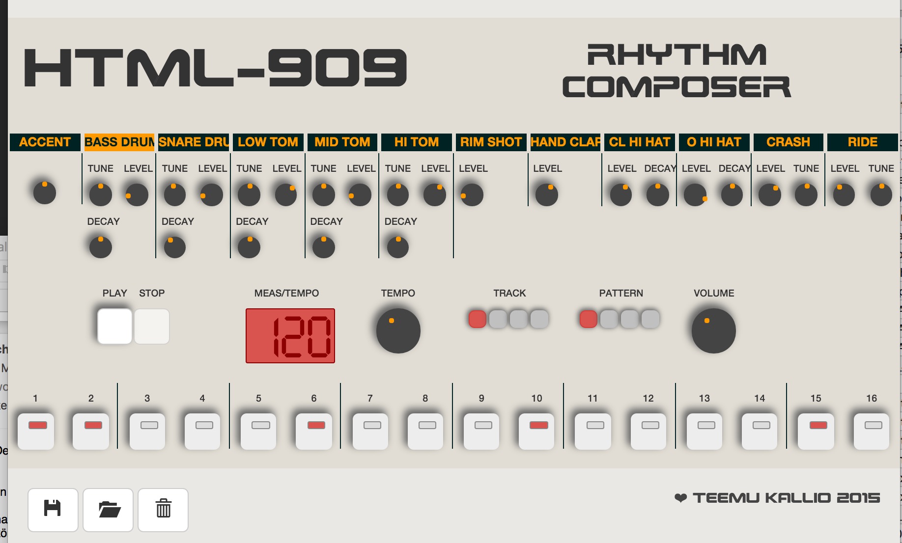 Online TR909 - HTML909 - Sequencer Archiv Synthesizer, Sequencer, Nerdic Walking