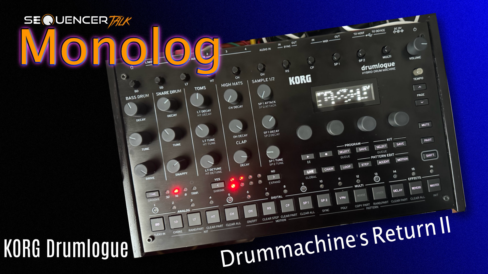 Korg Drumlogue - DrumMachine Live-Monolog - Sequencer Archiv Synthesizer, Sequencer, Nerdic Walking